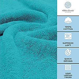 White Classic Luxury Bath Sheet Towels | 2 Pack Luxury Bath Mat | 2 Pack Bundle (Aqua)