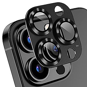Korecase 2 Pack for iPhone 13 Pro & iPhone 13 Pro Max Camera Lens Protector Metal Tempered Glass Camera Cover,Whole Piece 9H Strong Stickiness Rear Camera Lens Case Friendly - Black