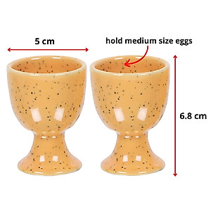 Soft Boiled Egg Holder | Ceramic Egg Cup Set | Ceramic Egg Holder Pottery Housewarming Gift set of 2 (Mustered)