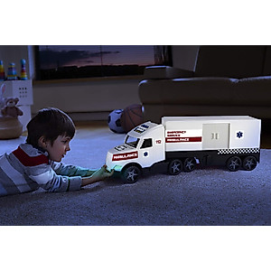 Wader 36210 Action Magic Truck Ambulance Emergency Vehicle with Side Door, from 3 Years, Approx. 79 cm, Wit, Standard