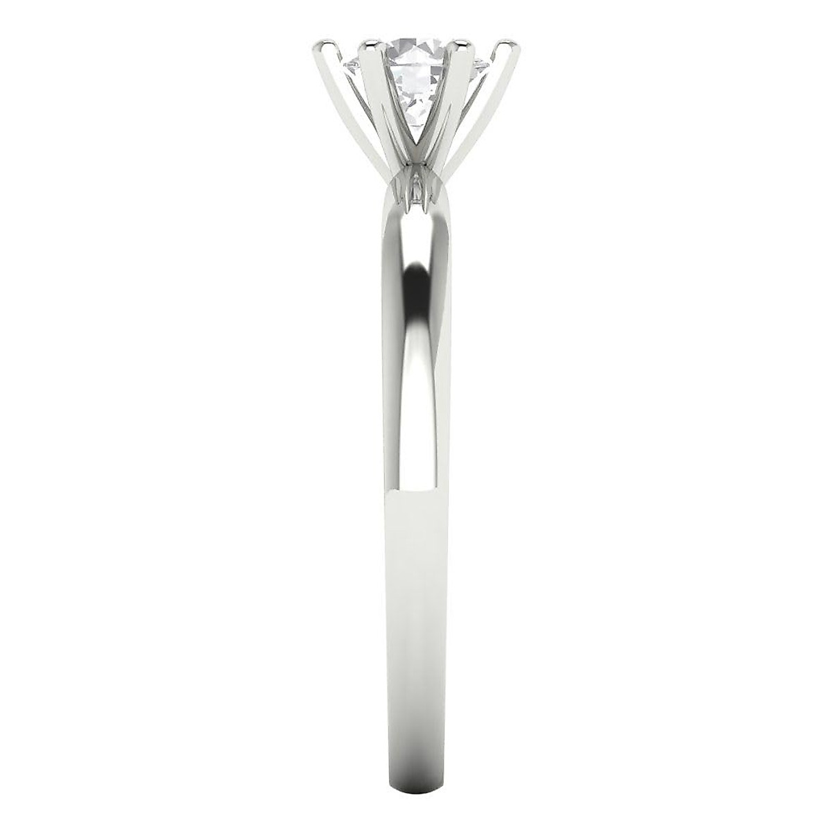 0.5 Ct Brilliant Round Cut Clear Simulated Diamond 14K White Gold Solitaire Engagement Promise Bridal Ring Size 3.5