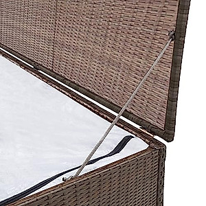 TIFITGO Asomie Patio Storage Box Brown 47.2"x19.7"x23.6" Poly Rattan Indoor stockage bin home chest house tank Outdoor Furniture Outdoor Storage Boxes US Stock Fast Shipment Brown