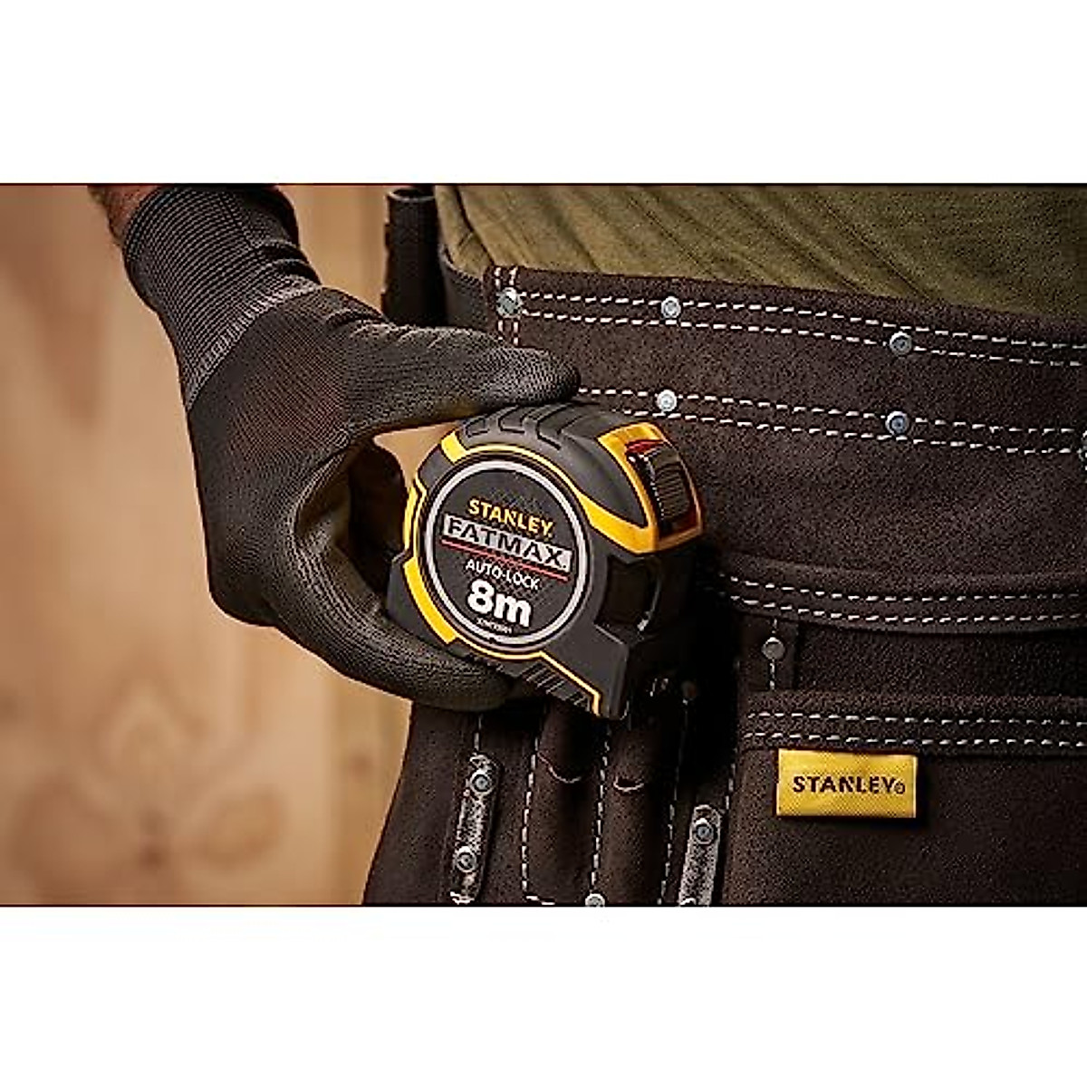 STANLEY XTHT0-33501 FATMAX Autolock Tape, 8m Metric Only, Yellow/Black