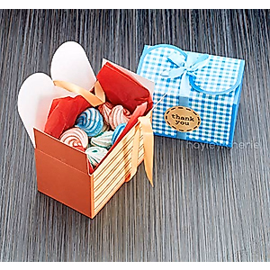 Hayley Cherie - Gift Treat Boxes with Ribbons and Thank You Stickers (20 Pack) - 6.5 x 4 x 4 inches - Thick 400gsm Card - For Cookies, Goodies, Candy, Parties, Christmas, Birthdays, Weddings