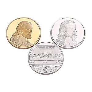 2pcs Challenge,Jesus Commemorative,Christian Religious, Medal Collectible Plated Collection Souvenir Gift(+Silver)