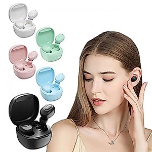 Macaron in Ear Mini Bluetooth Earbuds, Wireless Headphones with Charging Case, Bass Noise Cancelling Sweatproof Sports Headphones Built in Microphone