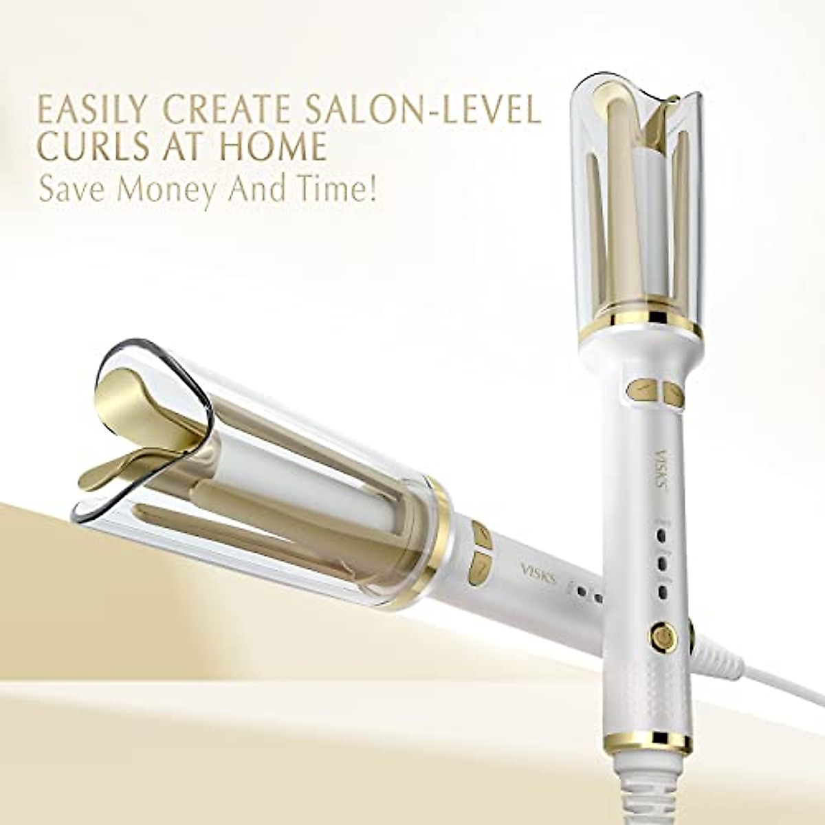 VISKS Auto Ceramic Hair Curler, Automatic Curling Iron with 1" Barrel & 3 Heat Settings, Super Easy-to-use 1 inch Curling Iron, Auto Rotating Curling Wand, Fast Heating Rotating Curling Iron