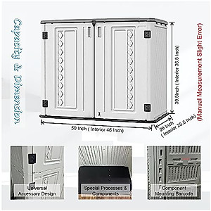 Mrosaa Sheds & Outdoor Storage, 34 Cu.ft Horizontal Storage Sheds Outdoor with Floor, Outdoor Storage Cabinet Waterproof for Garage Storage, Pool Storage, Bike Shed, Garden Shed