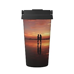 WANGXUEE Romantic Love Print 500ml Stainless Steel Travel Tumbler Double Wall Vacuum Insulated Coffee Mug