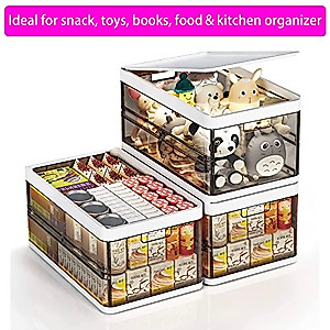 RoyalArt Lidded Collapsible Storage Bins Stackable Foldable Plastic Closet Organizer and Storage Box 18 Qt for Clothes Sheet Toys with Lid, 2 Pack