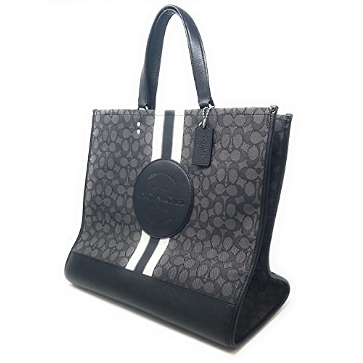 COACH Women's Dempsey Tote 40 In Signature Jacquard With Patch (Black Smoke - Black Multi)