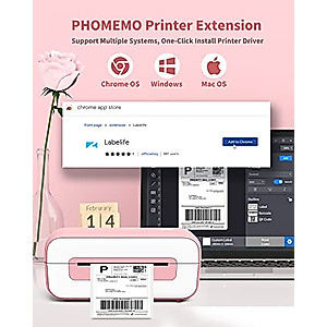 Phomemo Label Printer, Label Holder, 4X6 Pink Thermal Label