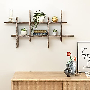 J JACKCUBE DESIGN Rustic Wall Mount Shelves Set of 2 Cube Grid Display Case Floating Organizer Rack Farmhouse Style Home Decor for Bathroom, Kitchen, Bedroom - MK511A