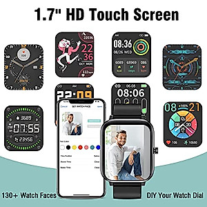 Smart Watch Full Touch Smart Watches for Android iOS Phones Compatible (Answer/Make Call) Smart Fitness Tracker Watch for Women Man Waterproof Smartwatch with Sleep/Heart Rate/sports/Step (Black)