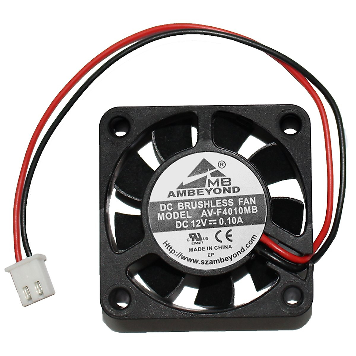 40 x 40 x 10mm 4010 DC 12V 0.1A Brushless Cooling Fan for 3D Printer Low Voltage 2pin AV-F4010MB UL CE