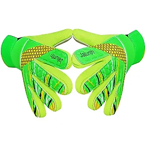 Jalunth Goalkeeper Goalie Soccer Gloves Kids Youth Goal Keeper Field Player Glove Boys Girls Ages 4-6 Years Old Anti-Slip Latex Palm Soft Pu Hand Back Green Size 5