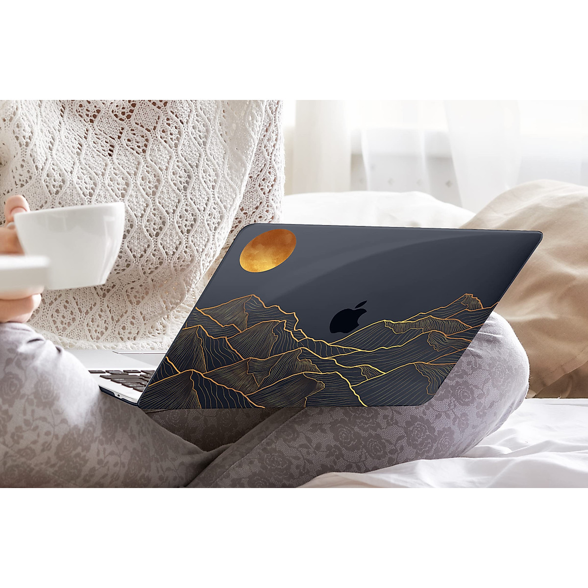 DONGKE Compatible with MacBook Air 13 inch Case 2021 2020 2019 2018 Release A2337 M1 A2179 A1932 with Retina Display Touch ID, Plastic Hard Shell & Keyboard Cover - Abstract Mountain