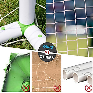 6'X4' Soccer Goal for Backyard Kids Portable Soccer Net with High-Strength Nets, Ground Stakes, Eight-Shaped Clasp, Strong PVC Frame & Weather Resistance Excellent Soccer Field Equipment