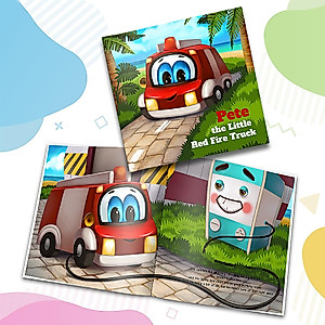 Personalized Story Book by Dinkleboo - "The Little Red Firetruck" - Teaches Your Child About Helping Others - for Children Aged 0 to 8 Years Old - Soft Cover - Smooth, Glossy Finish (8"x 8")