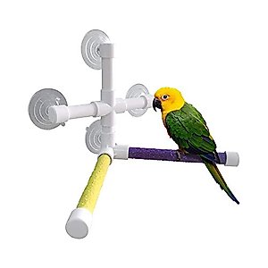 Hamiledyi Parakeet Bath Perch,Shower Perch,Parakeets Bird Bath Standing Platform,Suction Cup Window Basking,Bird Play Stand for Parrots Sunlight Toy Suitable for Parakeet,Cockatiel,Budgies,Cockatoo