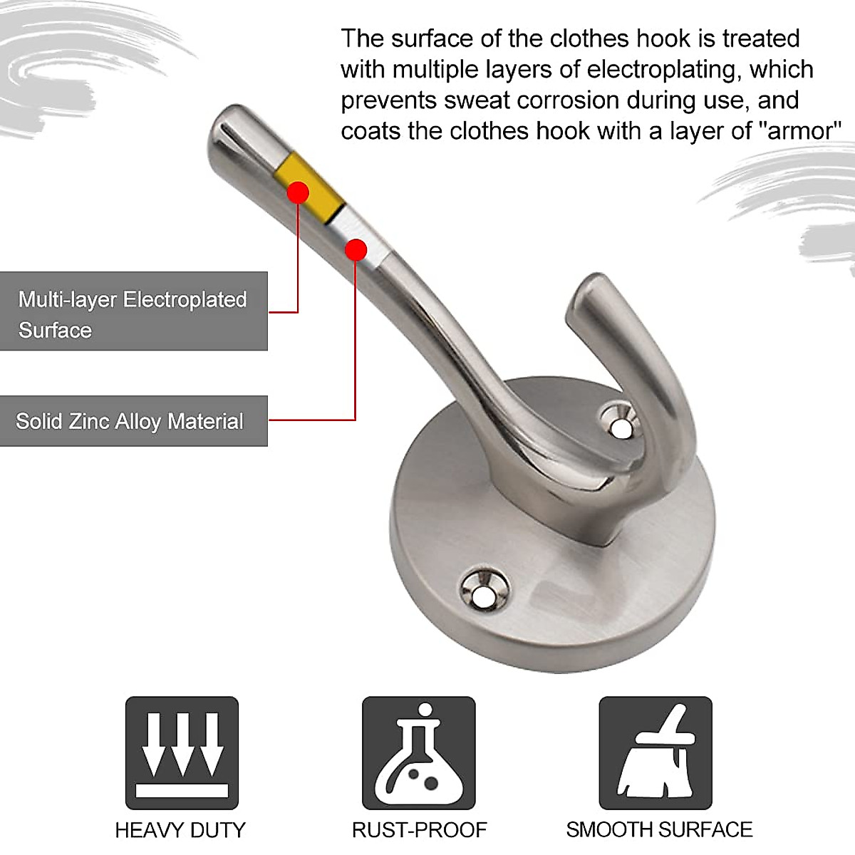 ZUONAI Coat Hooks 8 Pack Bathroom Hooks for Wall Robe Hook Decorative Metal Clothes Hooks for Hanging Coats and Hat Hooks Towel Hooks for Bathrooms