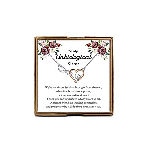 OKEYCH Unbiological Sister Necklace, Bonus Sister Gift, Soul Sister Gifts from Sister, Sister in Law Necklace, BFF Birthday Gift, Best Friend Friendship Necklace (Bonus Sister Necklace)