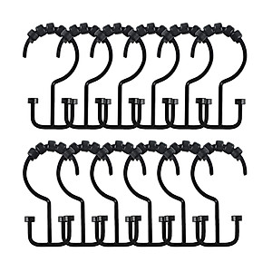 Utopia Alley Shower Hooks - Double Shower Curtain Rings for Bathroom - Rust Resistant Shower Curtain Hooks for Shower Curtain or Liner - Flat Double Shower Curtain Hooks - Set of 12, Matte Black