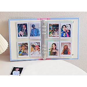 QiuchenYH A5 Binder Photocard Album with 25Pcs Inner Pages 3 Inch Photo Album Sleeves Kpop Photocard Holder Photocard Collect Book for Pictures Cards Storage Blue