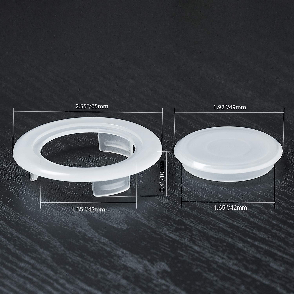 Bememo 2 Inch Patio Table Umbrella Hole Ring and Cap Set, Standard Size Umbrella Thicker Hole Ring Plug and Cap Set(Translucent, 1 Set)