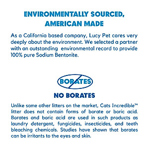 Lucy Pet Cats Incredible 18 lb Box Clumping Cat Litter Recyclable Box with Smell Squasher, Absorbent Natural Clay Formula Prevents Ammonia Build-Up, Unscented