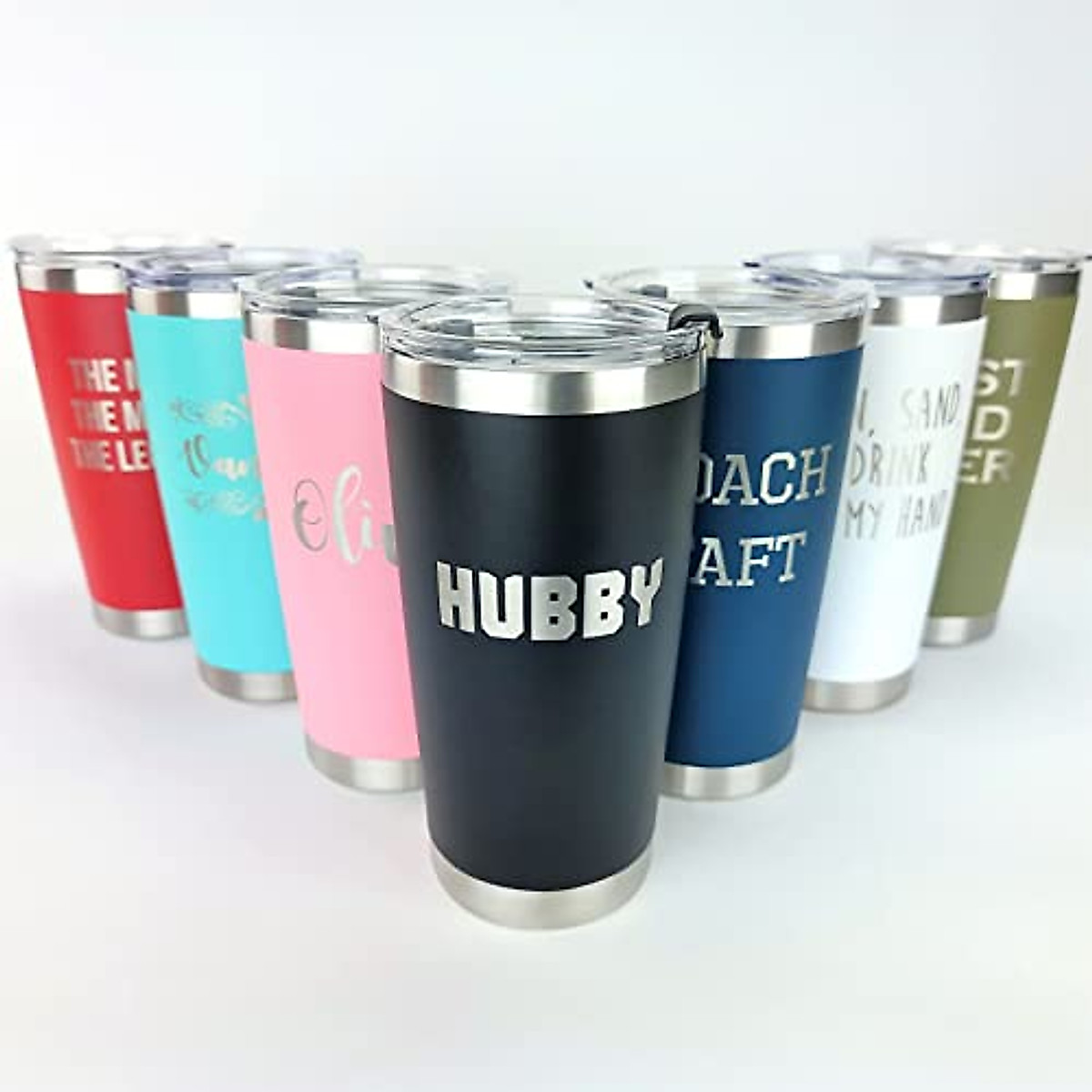 Custom Laser Engraved Insulated 20oz & 30oz Tumblers w/Splash Proof Lid - Personalized Gifts (30oz Tumbler, Black)