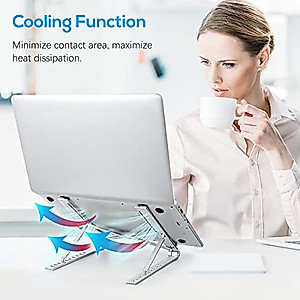 Laptop Stand Ergonomic Foldable 10 Angle Anti-Slip Adjustable Laptop Holder Notebook Portable Computer Riser Compatible with Most 10-15.6”Laptops for Desk Silver