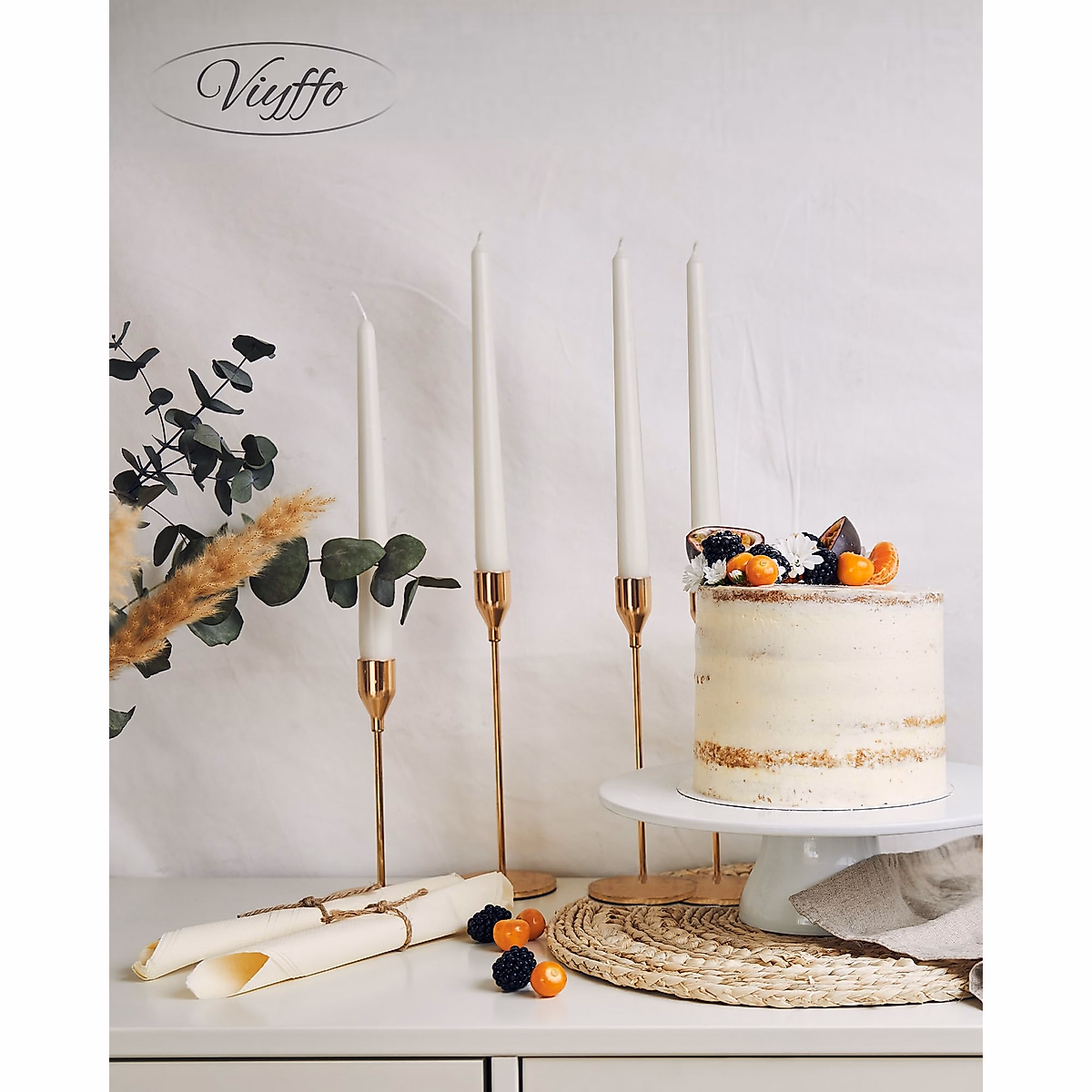 Taper Candles 10 Inch White Set of 20 Unscented, Dripless, Smokeless Long Tall Tapered Candlesticks Wedding Home Decor Dinner