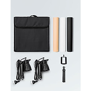 Photo Studio Light Box, Mini LED Shooting Tent Kit 16x16x16” 6000K 8W Portable Table Top Lighting Shooting Tent Kit Foldable Cube with 2x20 LED Lights 3 Color Backdrops