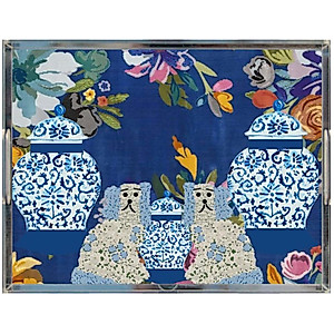Acrylic Serving Tray ; Staffordshire Dogs Acrylic Serving Tray ; Ginger Jars Jar Acrylic Vanity Tray ; Decorative Trays for the Kithen and Bathroom