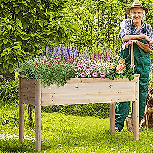 Yaheetech Raised Garden Bed 48x24x30in Elevated Wooden Planter Box with Legs Standing Growing Bed for Gardening/Backyard/Patio/Balcony