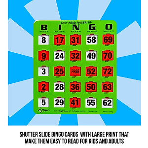 Regal Bingo Bulk Bingo Cards with Sliding Windows - Reusable Large Print Bingo Game Cards for Adults Large Group - 10 Pack, Green