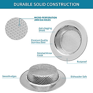 Kitchen Sink Strainer, VWEICYY Sink Drain Strainer, 4.5" Sink Strainer for Kitchen Sink, Dishwasher Safe(4 Pack)