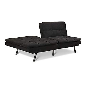 Mainstay.. Memory Foam Futon, Black Suede, Fabric, Wood, Metal + Free Clean Fabric Cloth (Black Suede)