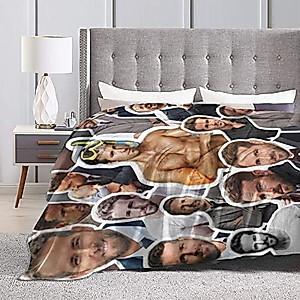 Hamklla Ryan Reynolds Collage Blanket Ultra-Soft Micro Fleece Blanket Warm Cozy Plush Bed Blanket Lightweight Sofa Throw Blanket, Black, 80''x60''
