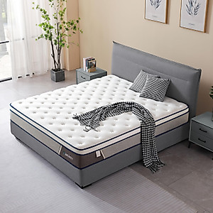 Rimensy Twin Mattress, 10 Inch Gel Memory Foam and Innerspring Hybrid Mattress in a Box, Motion Isolation, Medium Firm Mattress, Pressure Relief, Twin Size Mattress 39"*75"*10"