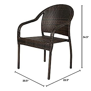 Patio Sense 63490 Rhodos Cafe Stacking Chairs in Mocha All Weather Wicker Construction No Assembly Lightweight for Indoor & Outdoor - Set of 4