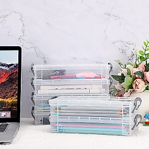 BTSKY Large Capacity Pencil Box, Office Supplies Storage Organizer Box, Brush Painting Pencils Storage Box Watercolor Pen Container Drawing Tools(6 Pack)