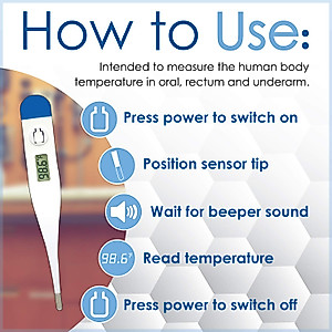 ZAYAAN HEALTH Classic Balance Digital Thermometer High Accuracy Fast Response Rigid Sensor Tip, Blue