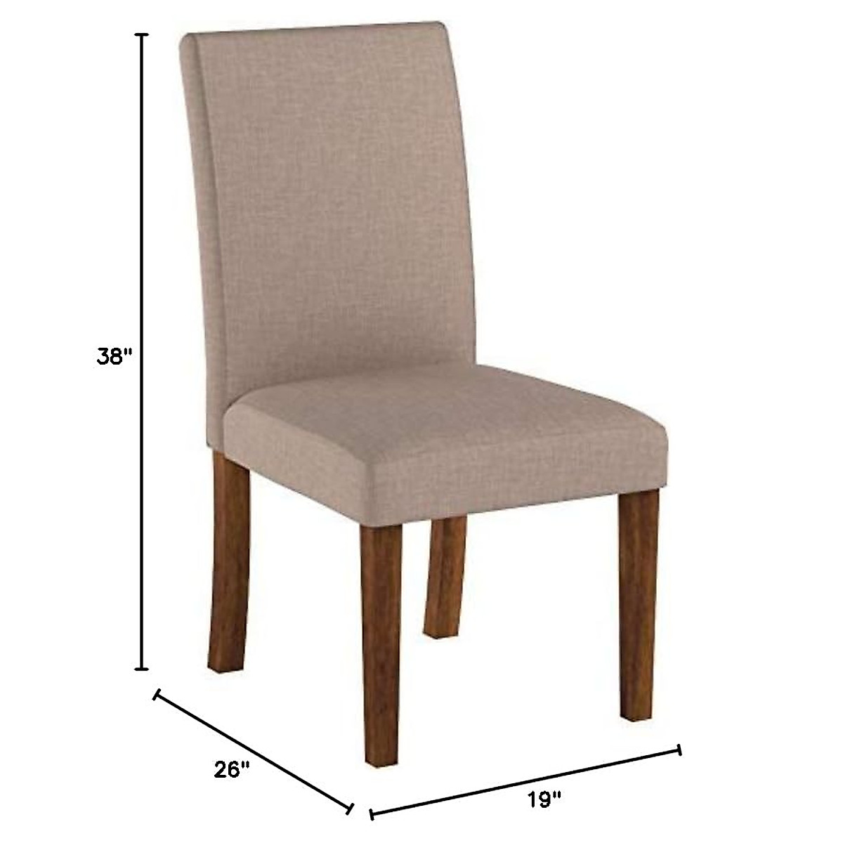 Dorel Living Linen Upholstered Parsons Chairs, Set of 2, Taupe/Pine