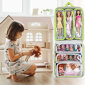 SFYBYHEART Doll Backpack - Doll Storage Organizer - Carrying Case Compatible with LOL Surprise Doll - Doll Organizer Storage Bag for LOL Dolls and Accessories with 6 Clear Window Pockets (Bag Only)
