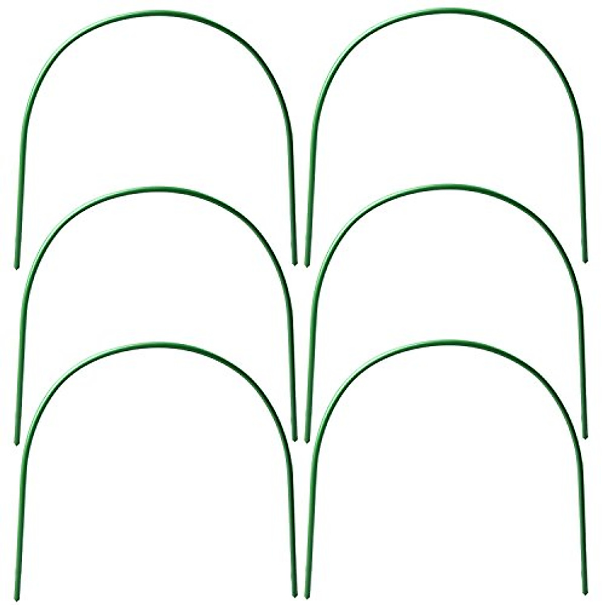 RTWAY Greenhouse Hoops, 6 Pack Plant Support Garden Stakes, Rust-Free Grow Tunnel 4ft Long Steel with Plastic Coated Support Hoops for Garden Fabric, Garden Netting - 18.9"H x 18.9"W