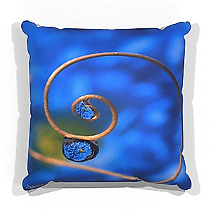 Blue Chrysanthemuns In Dew Drops Canvas Throw Pillow for Couch or Sofa at Home & Office from Photograph by Steve Terrill 18" x 18".