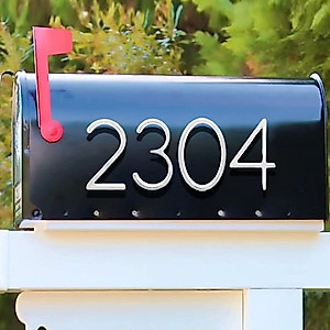 5" Zinc Alloy Floating House Number, Metal Modern House Numbers, Garden Door Mailbox Number Sign with Nail Kit, Coated Glossy Silver, Durable Visibility Signage,2