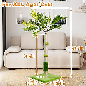 MeowHomm Cat Scratching Post, Cat Palm Tree for Indoor Cats with Natural Sisal Scratch Pole Hanging Sisal Ropes and Balls, Cute 40" Tall Cat Scratcher for Large Cat and Kittens